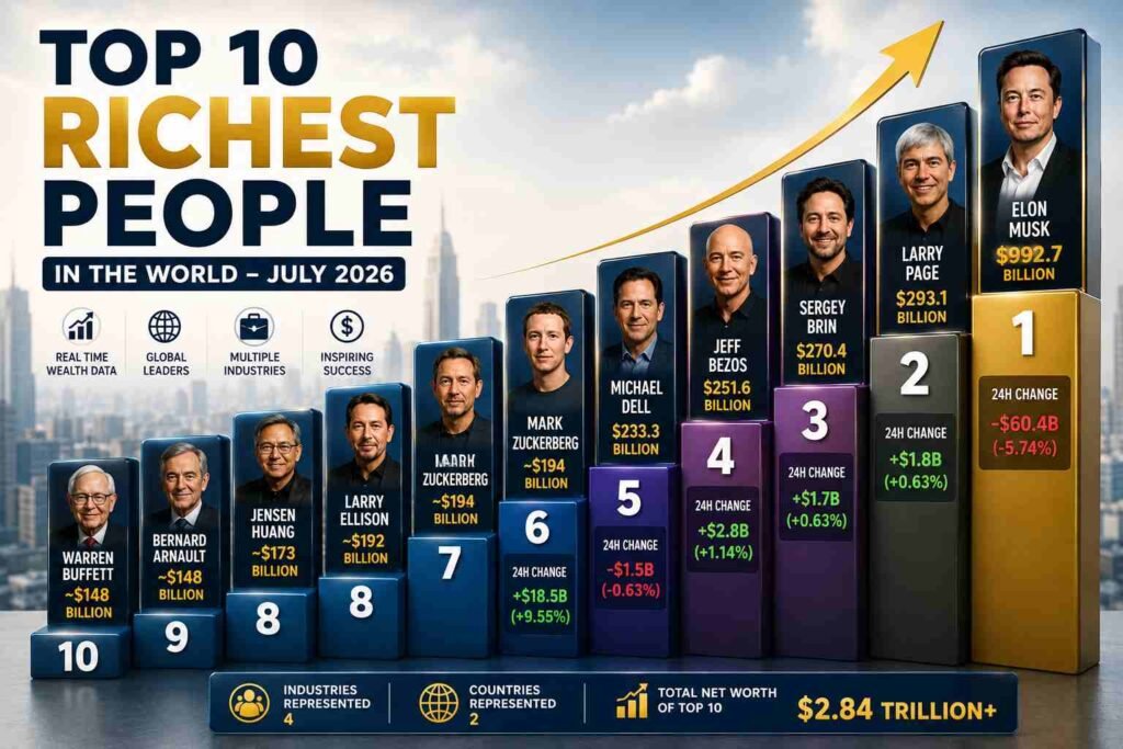 World's Richest People 2026 – Top 20 List & Net Worth July Update